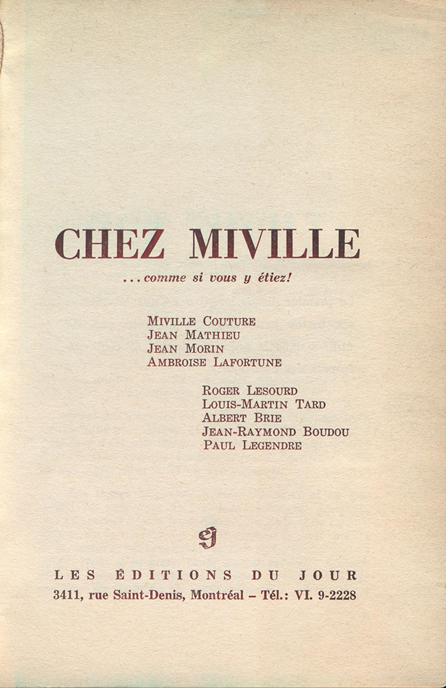 Littérature singulière: Littérature québécoise - Chez Miville... comme ...