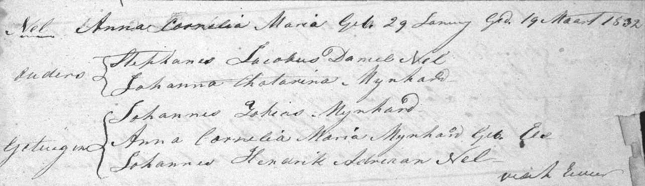 Familie-legkaart: g.3. Anna Cornelia Maria NEL, geb. 29/01/1832, ged ...