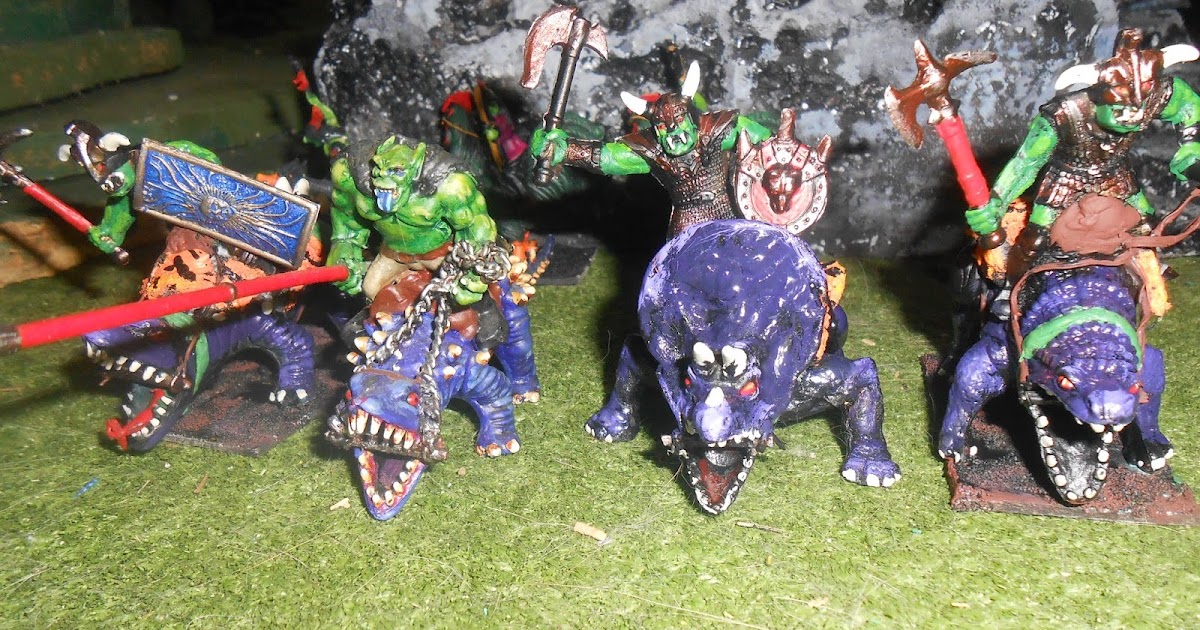 Ork and Goblin Fantasy Mounts Painted And Giant Skeleton Creatures