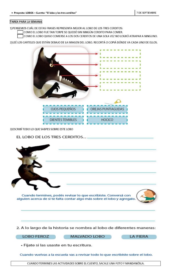 Primer grado Castelli: El lobo y los tres cerditos