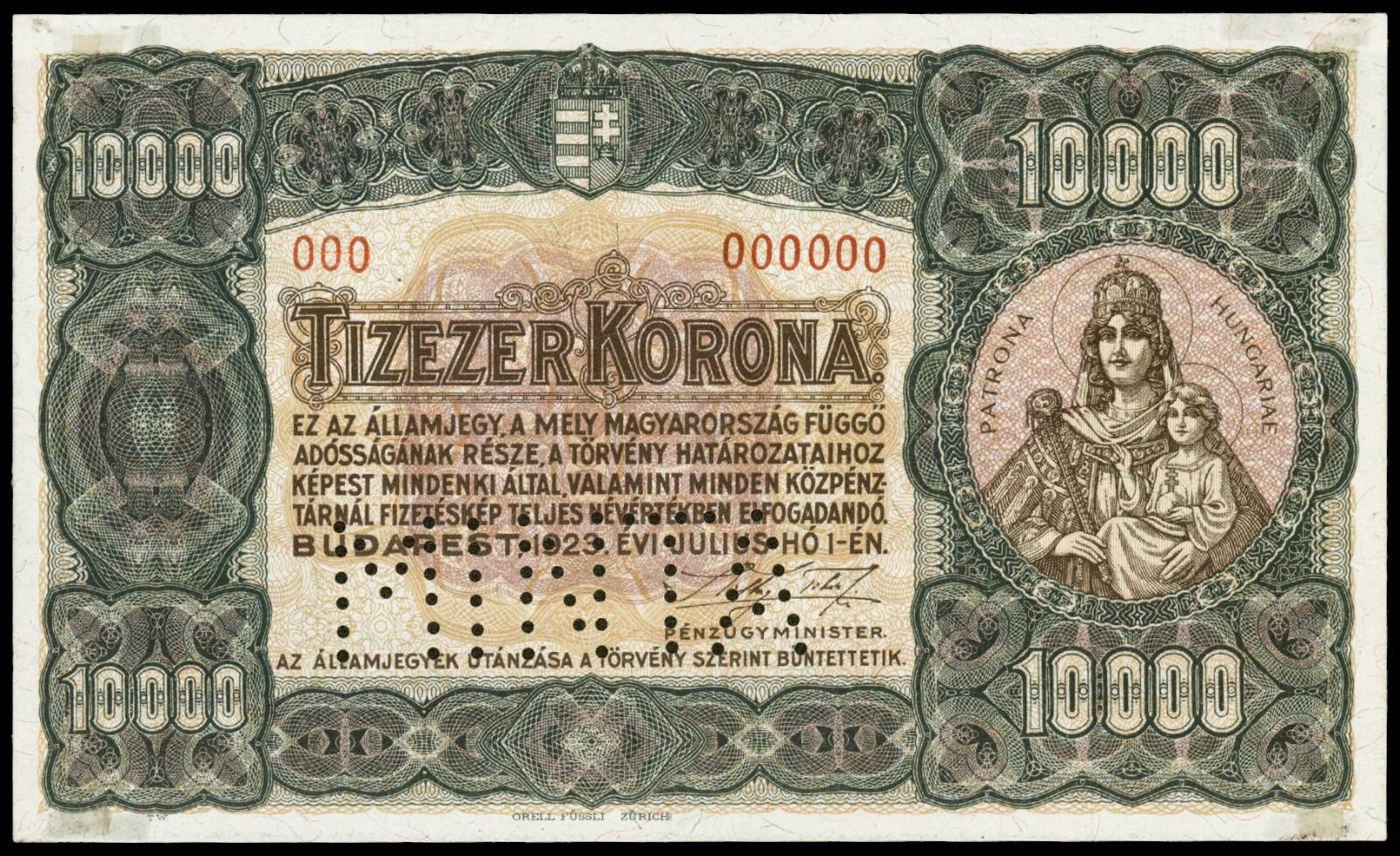 Hungary 10000 Korona banknote 1923|World Banknotes & Coins Pictures ...