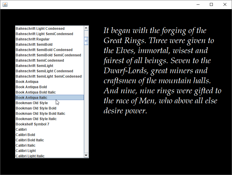 [Java Code Sample] Display all fonts in your computer with JList ...