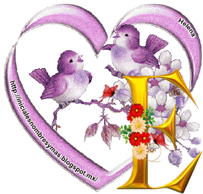 Iniciales Nombres y Más: Hermoso corazón con aves "A" a la "Z"