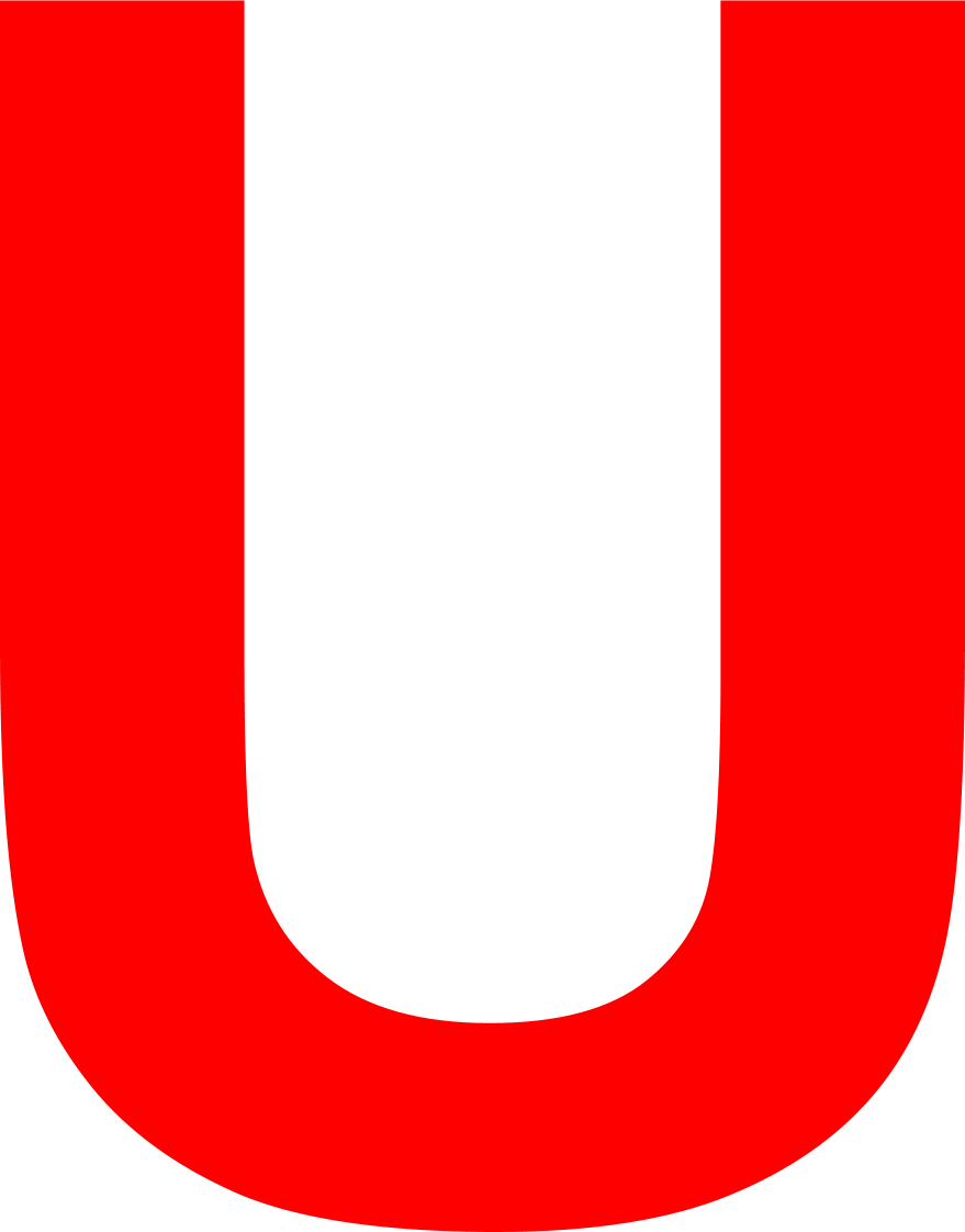 Red capital letter U shape