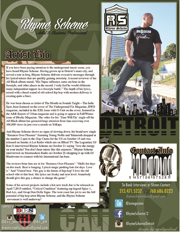 Live Press Kits: Updated Rhyme Scheme EPK / One Sheet