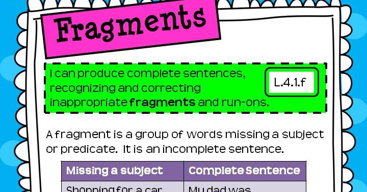 Rockin Resources: Fragments and Run-ons for Interactive Notebooks