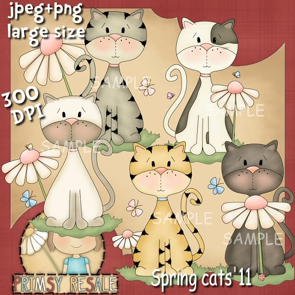 Digi Web Studio Blog: Spring Cats 1 - Clip Art by Primsy Doodle