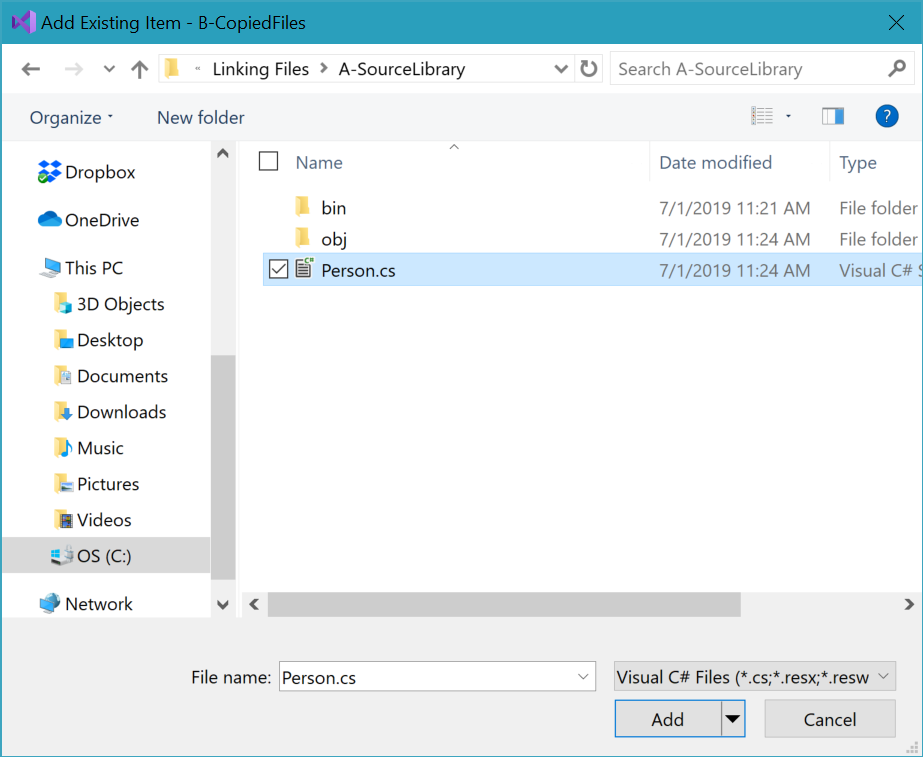 Jeremy Bytes: Linking Files in Visual Studio
