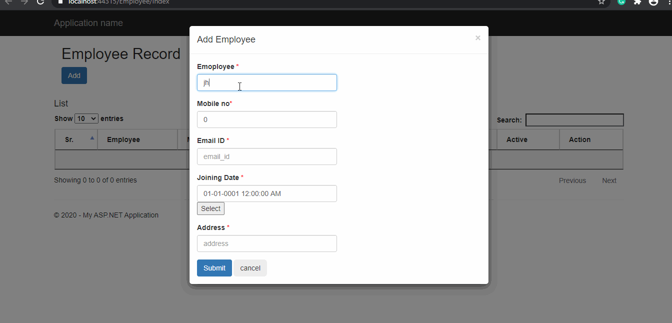 Crud Operation Using DataTable in ASP .Net MVC