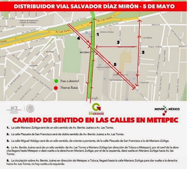 Así quedó el cambio de sentido en calles de Metepec - Toluca Noticias ...