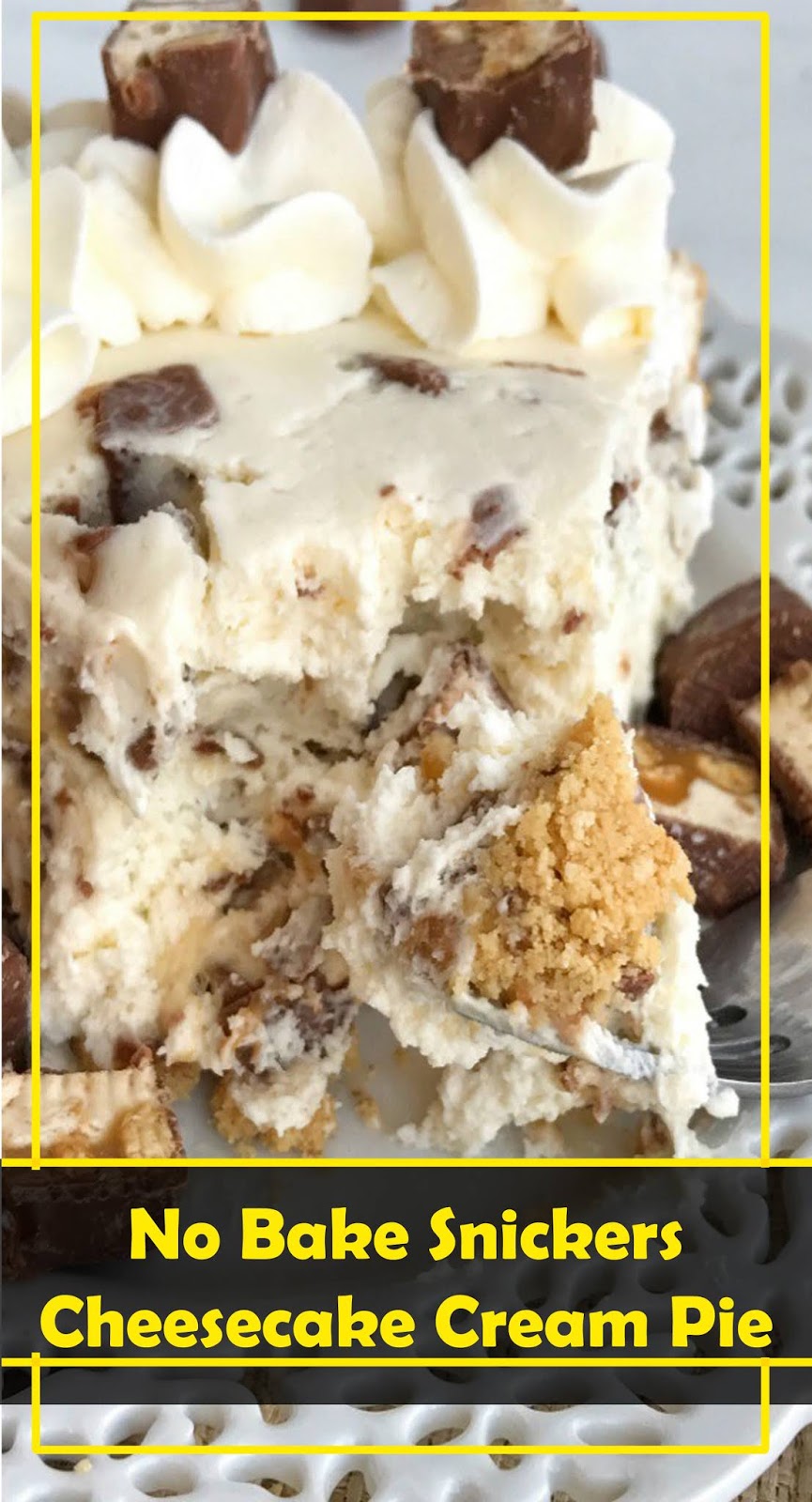 THE BEST No Bake Snickers Cheesecake Cream Pie | Healthyrecipes-04