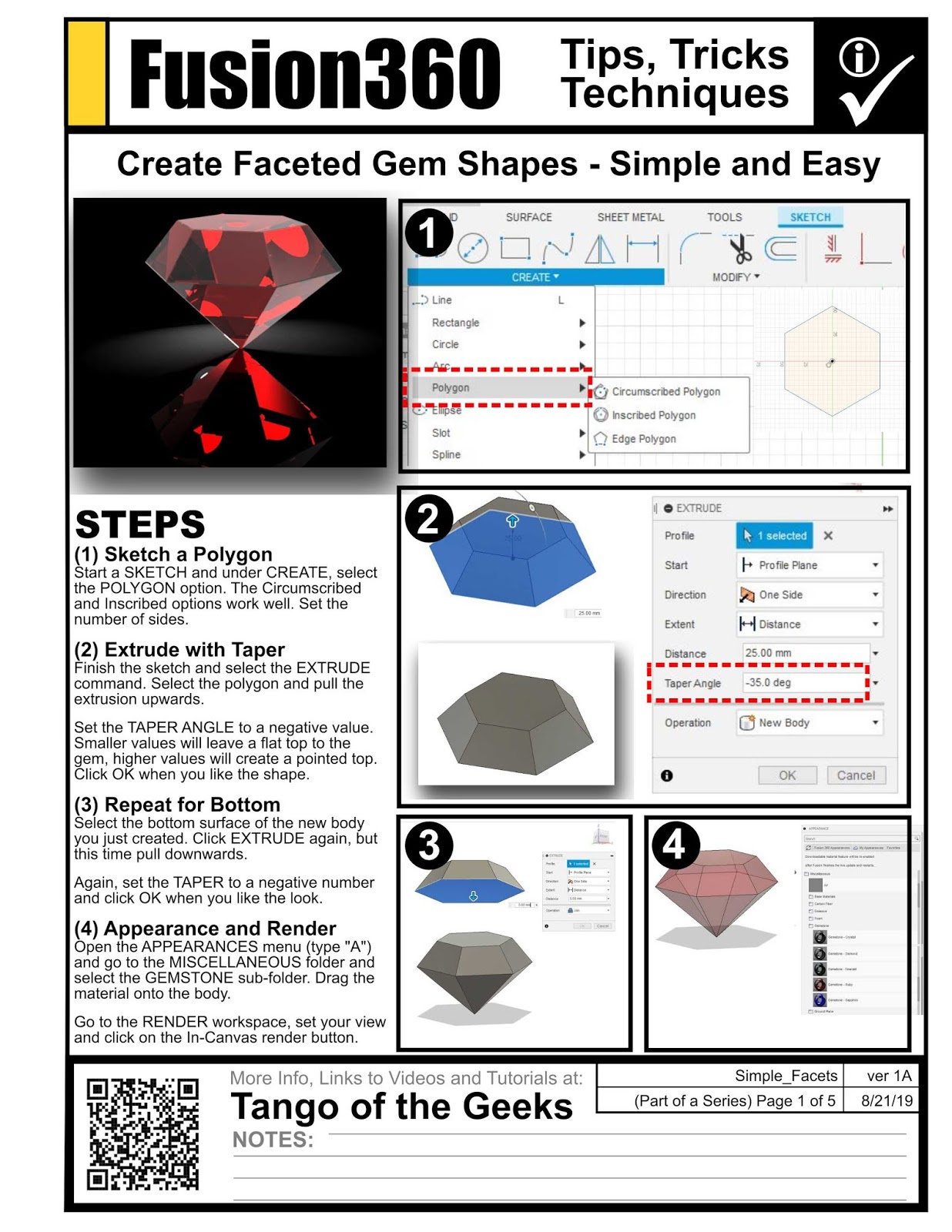 Tango of the Geeks: Simplest Way to Make a Faceted Gem in Fusion 360