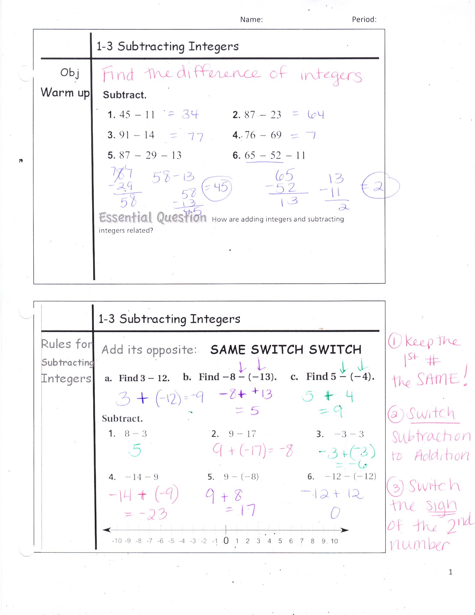 Ms. Jean's Classroom Blog: 1.3 Subtracting Integers