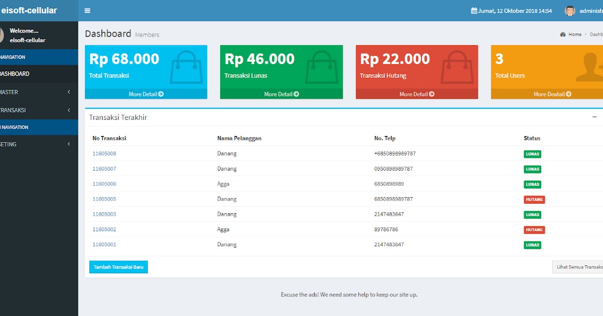 [LENGKAP] Managemen Counter Pulsa Berbasis Web PHP MySQL