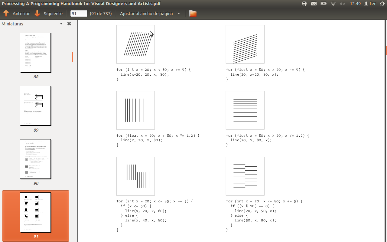 Processing en Secundaria: Ejemplos 7 (bucles for)