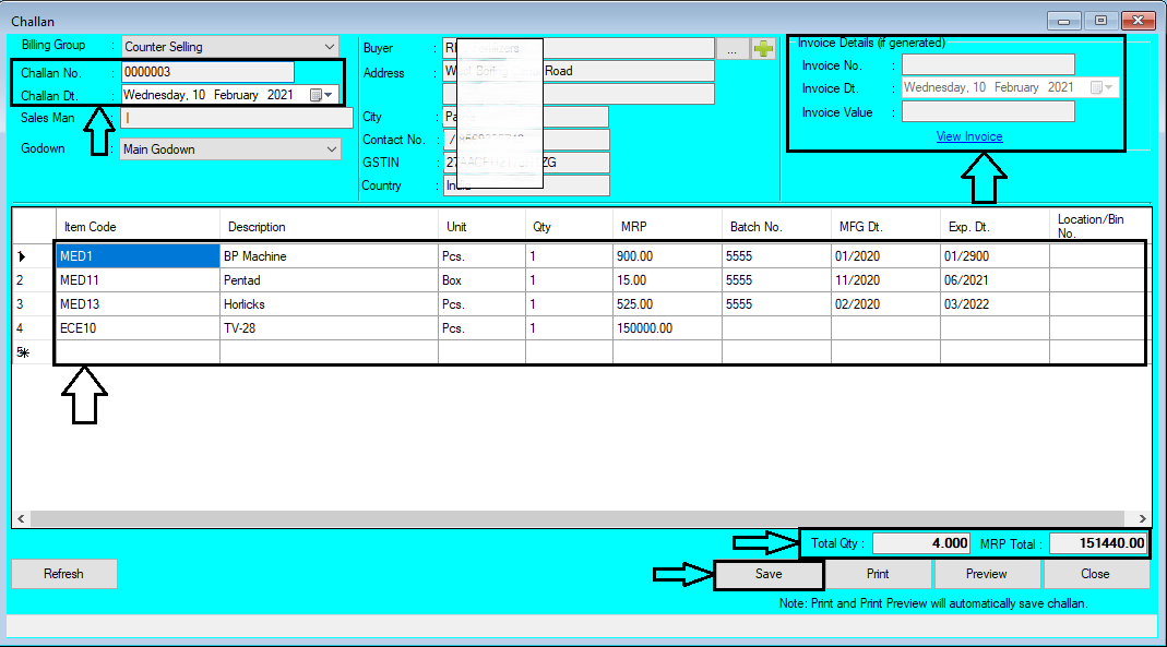 Challan Creation Help Guide