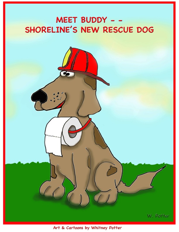 Shoreline Area News: Cartoon by Whitney Potter: Rescue dog