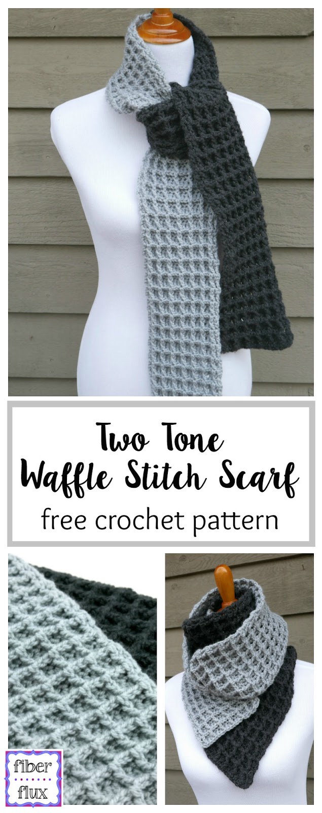 Free Crochet Pattern...Two Tone Waffle Stitch Scarf | Fiber Flux ...