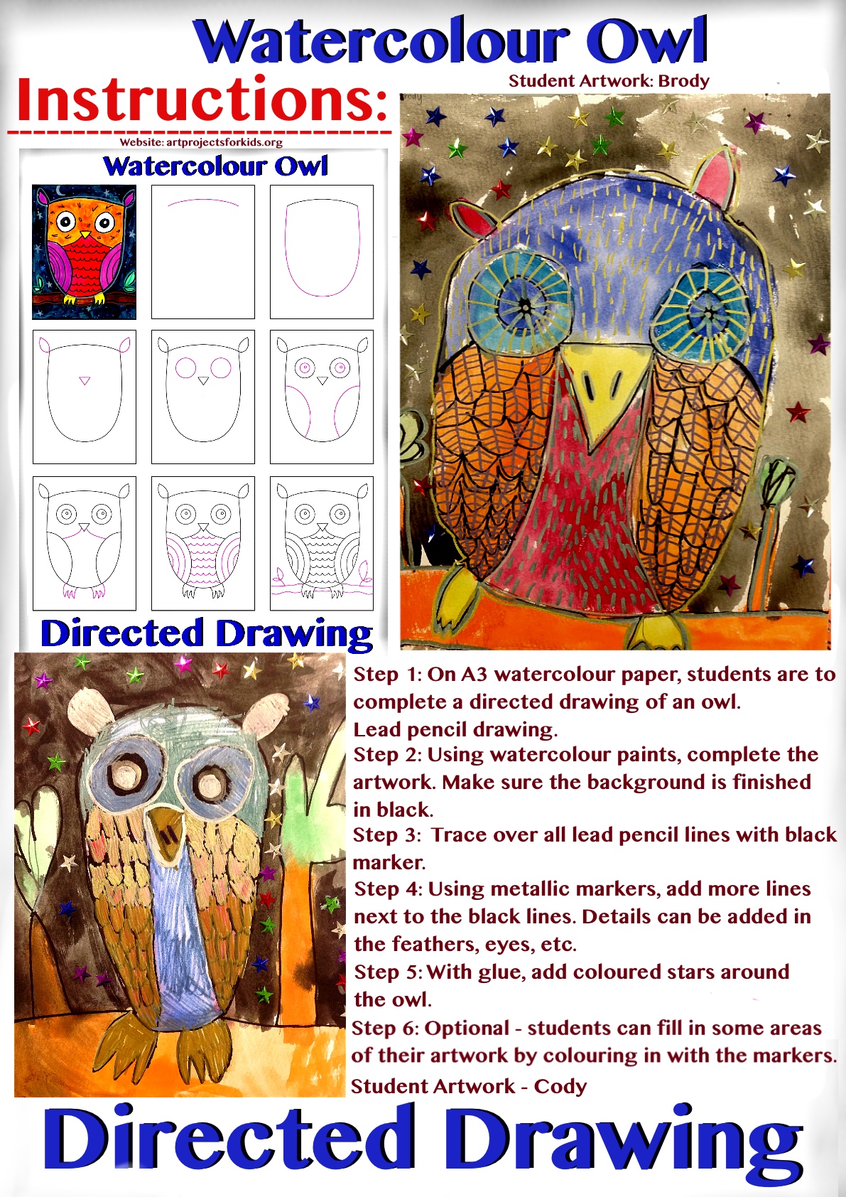 DIRECTED DRAWING - Owls
