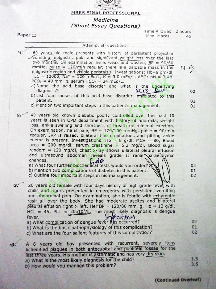Medical College Stuff: Final Year MBBS Past/Old Papers of Medicine II ...