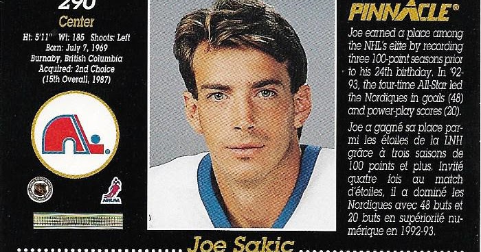 My PCs--one card at a time: Joe Sakic card #85 1993-94 Pinnacle ...