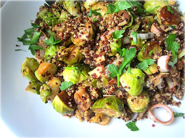 BEST Quinoa Recipe w/ Roasted Brussels Sprouts, Leeks & Almonds