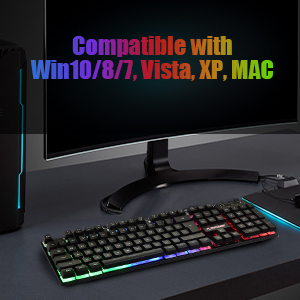 The FLAGPOWER Gaming Rainbow Backlit Mechanical Feeling Keyboard and 4 ...