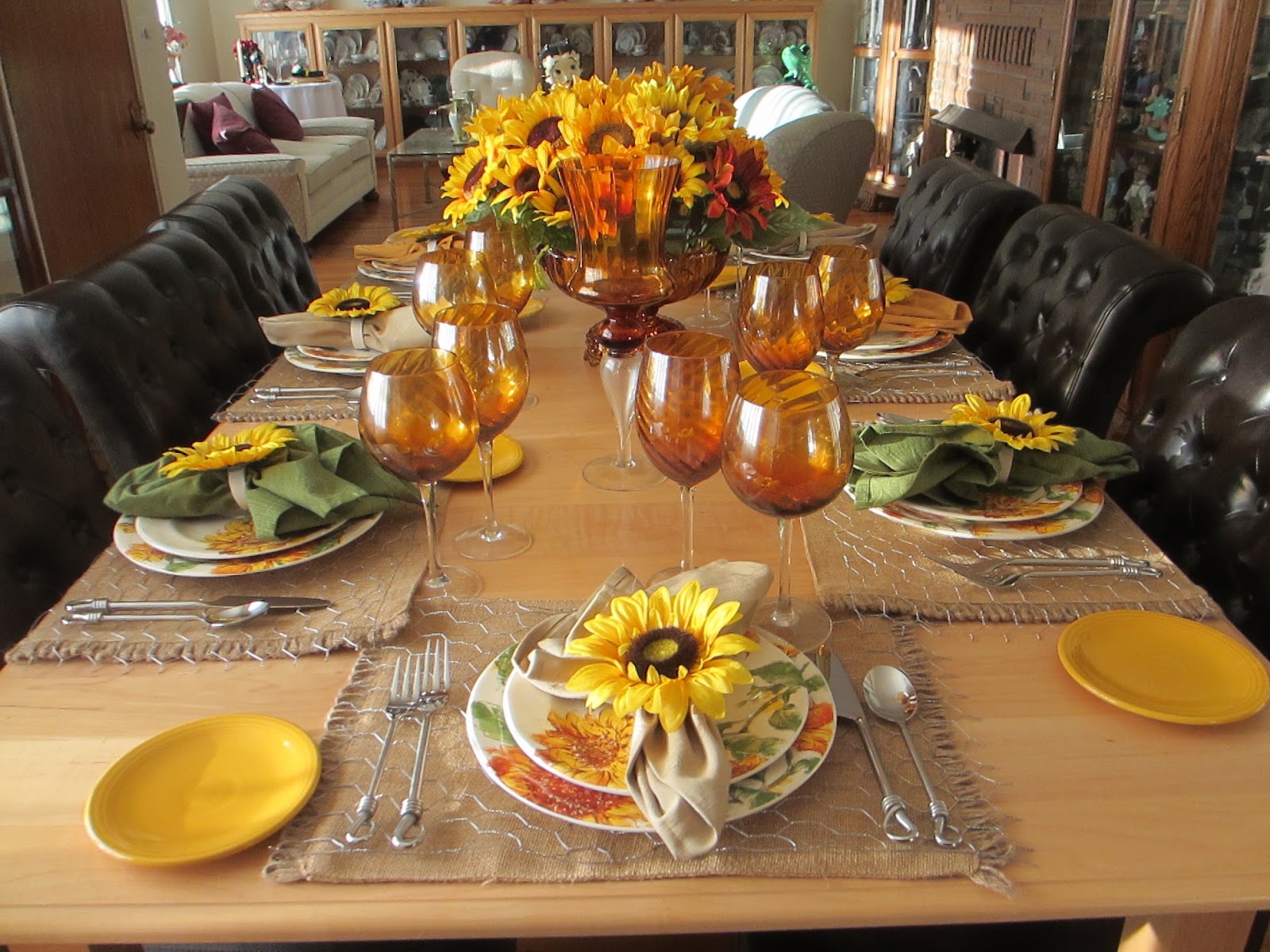 The Welcomed Guest: Sunflowers and Amber Table