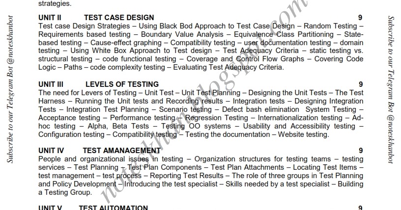 IT6004 Software Testing Syllabus Semester VII Elective IT BTECH Anna ...