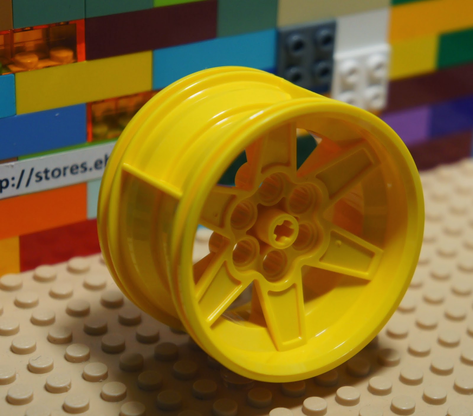 LEGO 6065490 Yellow RIM 56x34 w/ 6 Holes For Snap Ø4,85 w/ Cross Wheels ...