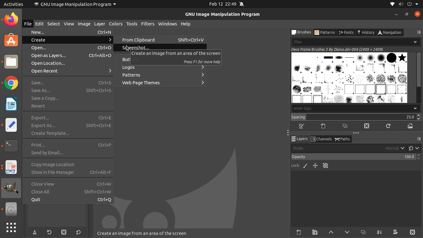 Linux World: Create screenshot using gimp