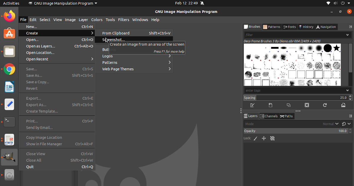 Linux World: Create screenshot using gimp