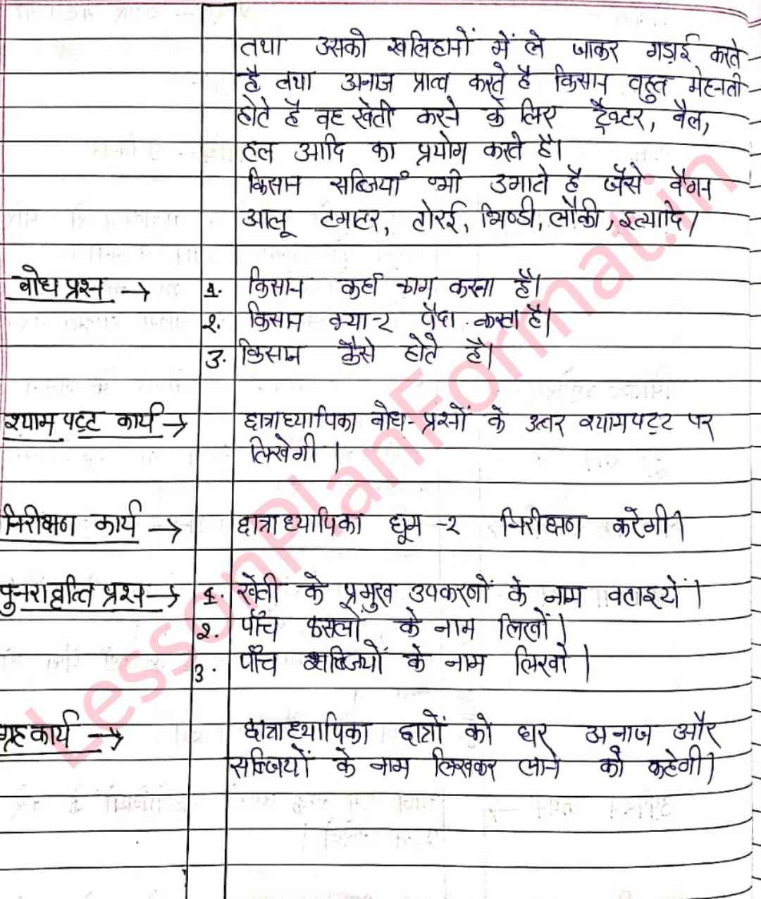 Hindi Lesson Plan Humare Sahyogi II