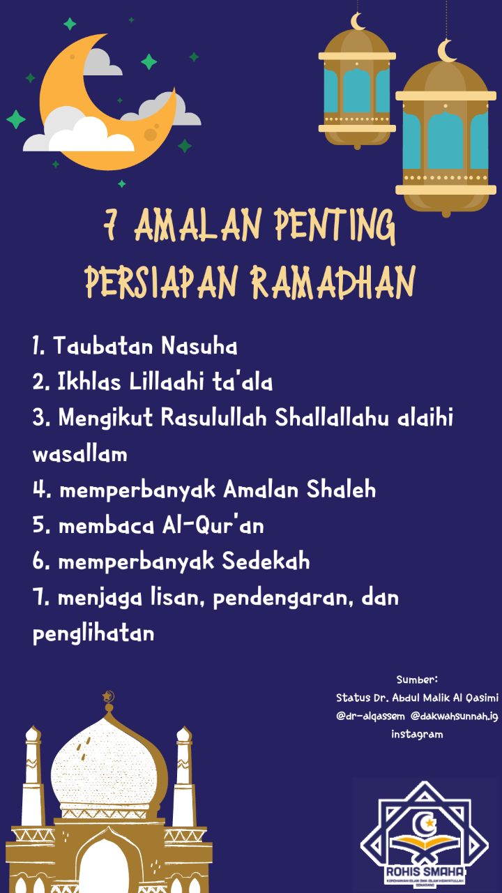 7 Amalan Penting Persiapan Ramadhan ~ ROHIS SMAHA