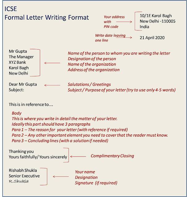 Crayonsler: ICSE Letter Writing Formats Examples
