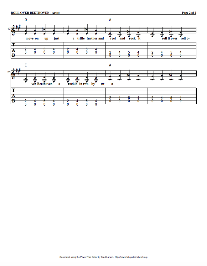 Guitar Tabs: Tabs and Song Sheet for: Roll Over Beethoven