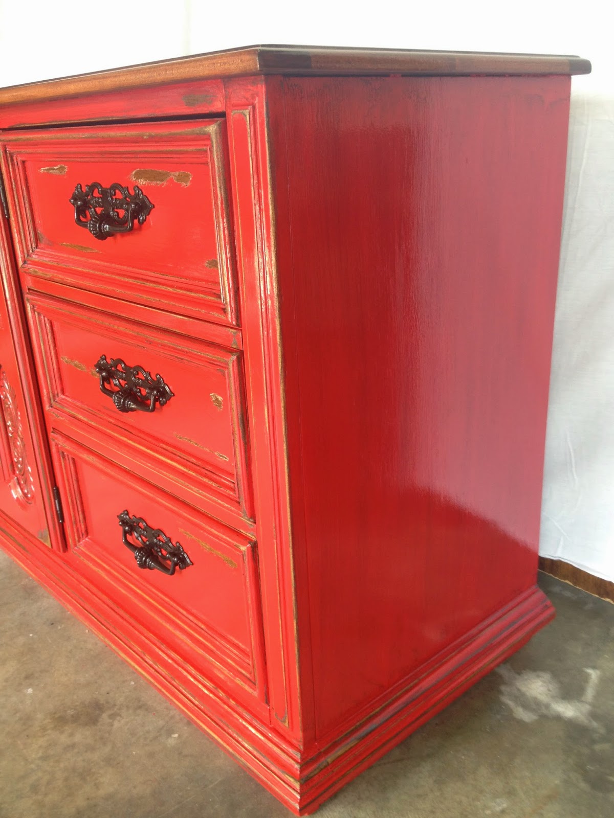 That's Not Junk...Refurbished Recycled Furniture: Distressed Red Buffet