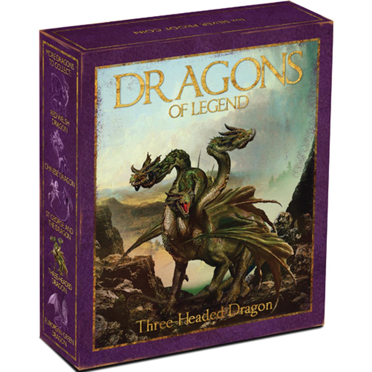 Australia Silver: Dragons Of Legend Three Headed Dragon Silver Coin ...