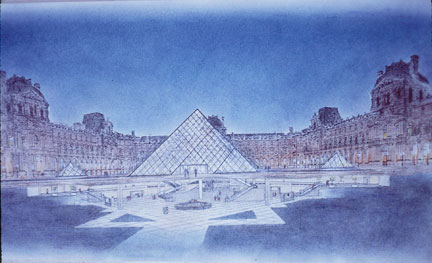 Beyond Architectural Illustration: Airbrush Demo - I M Pei's Louvre