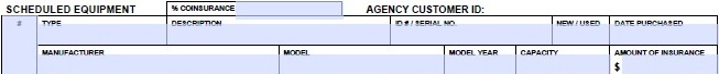 Simply-Easier-ACORD-Forms: ACORD 146 Scheduled Equipment Section