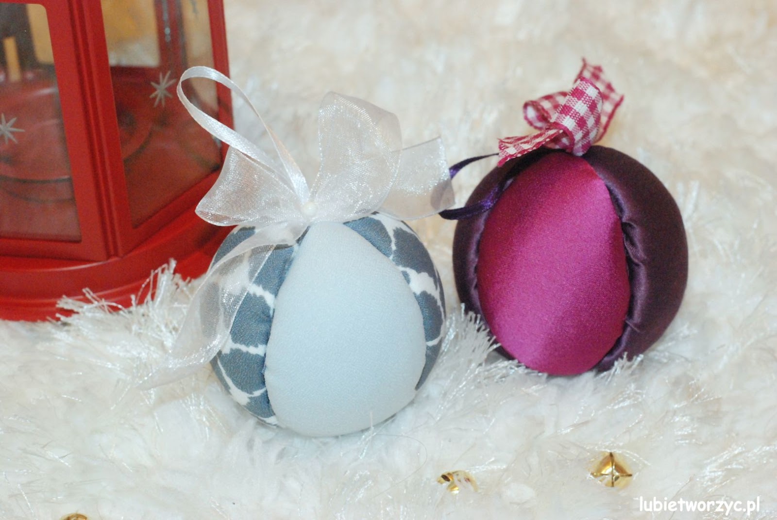 Bombka DIY ze styropianowej kuli i materiału