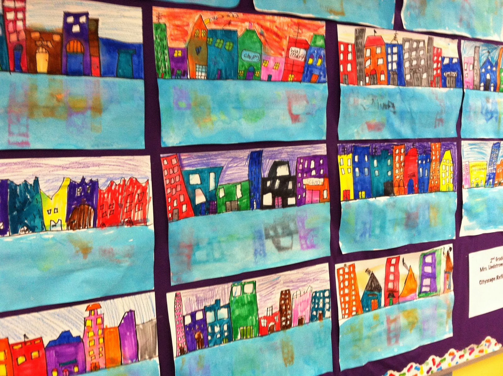 Wahoo for Art!: Second Grade Cityscape Reflections