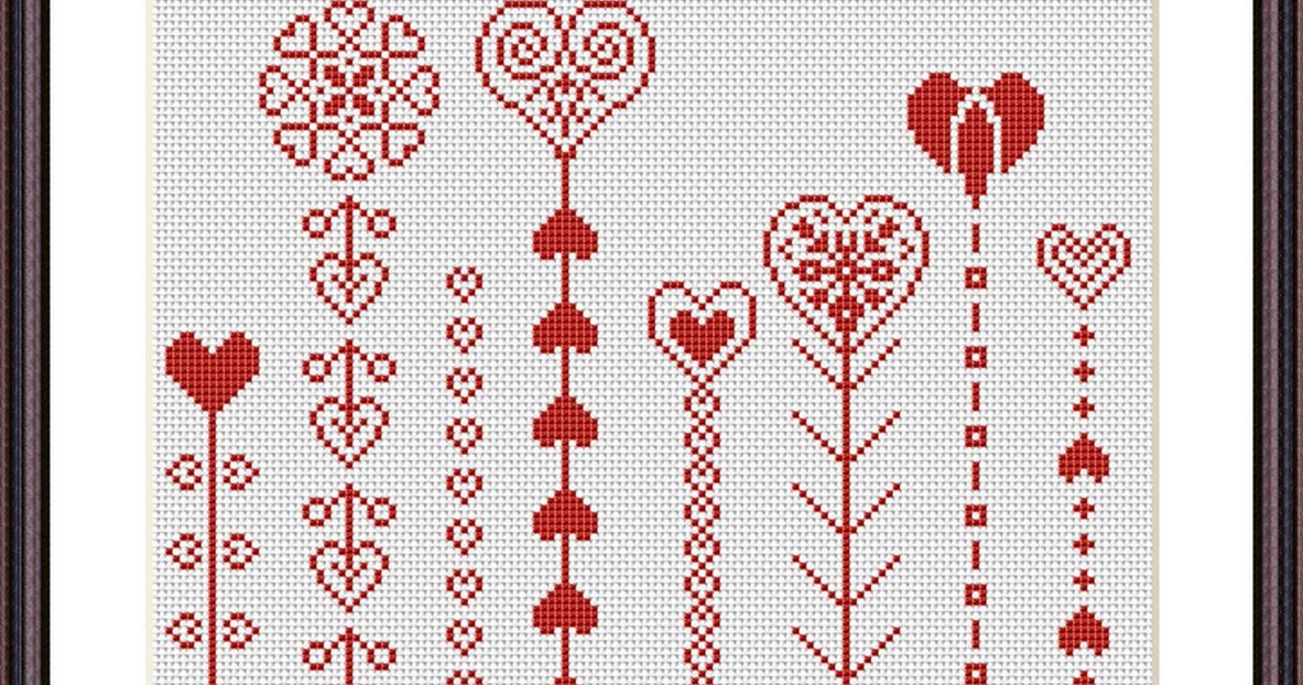 Tango Stitch easy cross stitch designs: Hearts Romantic ornament cross ...
