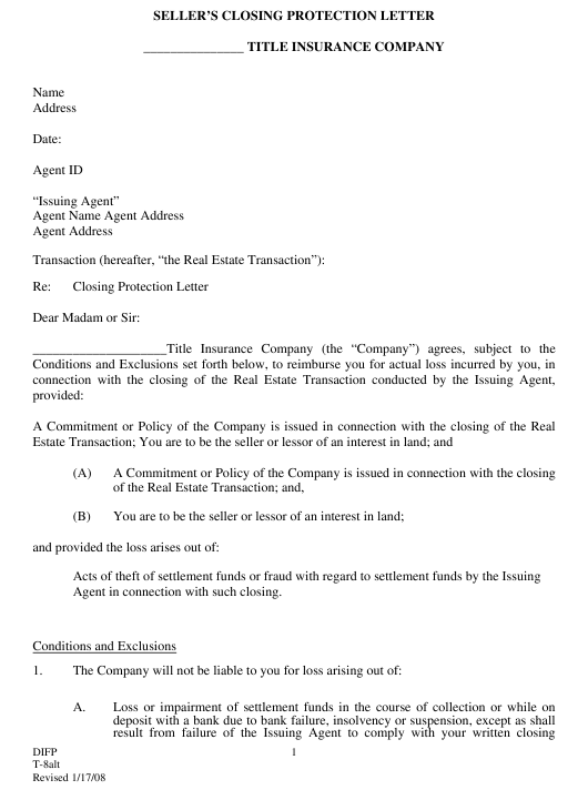 Closing Protection Letter ~ Thankyou Letter