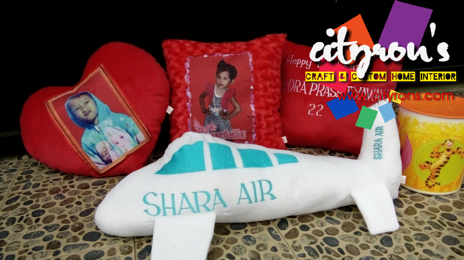 Bantal dan Guling Katun desain sendiri bordir nama / print foto full ...