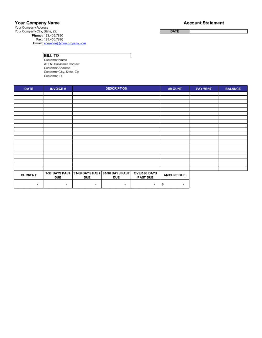 Bill Sample Format - Invoice Template