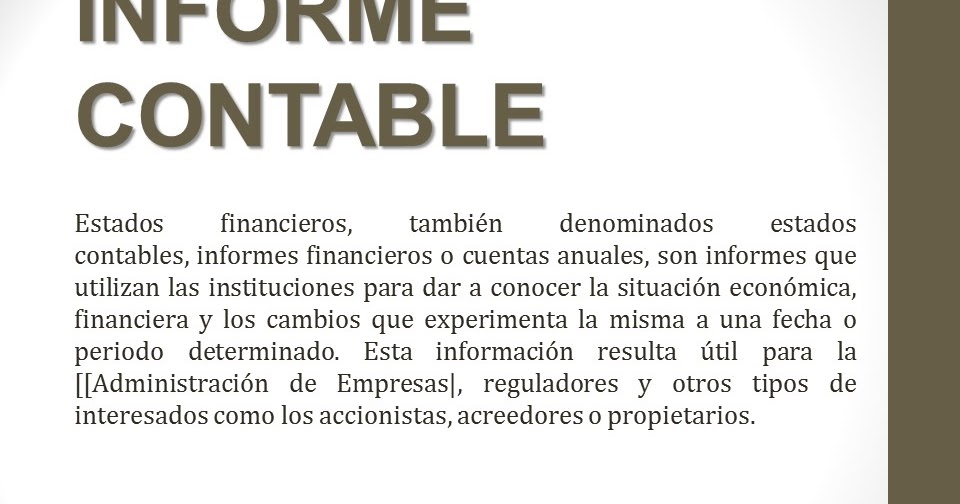 El Informe Contable