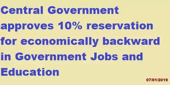 Government approved 10% Reservation for Economically Backwards