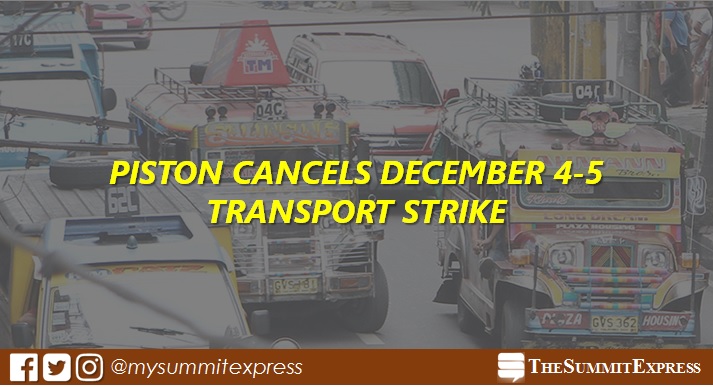PISTON cancels December 4 and 5 transport strike