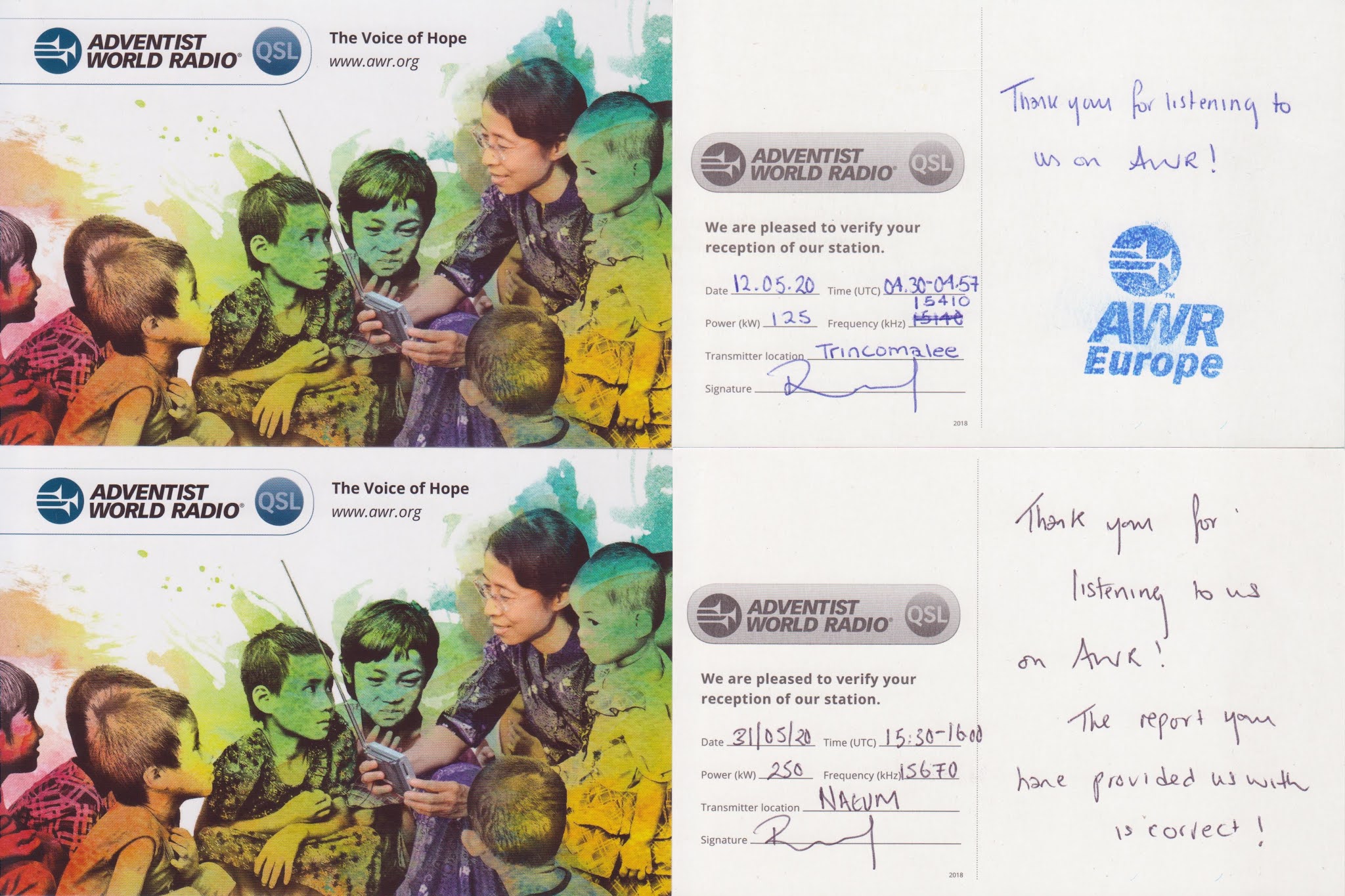 QSL-review: Adventist World Radio
